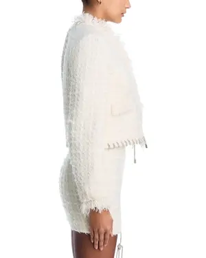 AREA Tweed Eyelash Jacket - Cream White