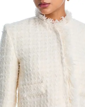 AREA Tweed Eyelash Jacket - Cream White