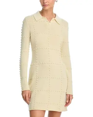 Guest In Residence Wool & Cashmere Popcorn Polo Dress
