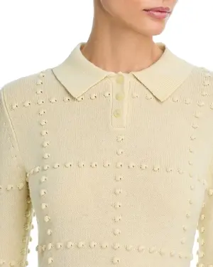 Guest In Residence Wool & Cashmere Popcorn Polo Dress
