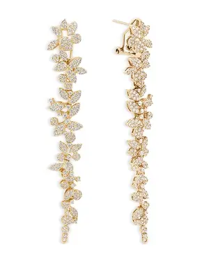 Shashi Sierra Pave Flower Linear Drop Earrings - Gold