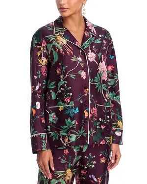 La DoubleJ Silk Pajama Shirt - Flora Red