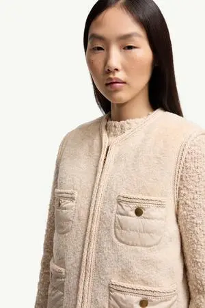 Moncler Mimosas Braided Trim Teddy Down Vest - White