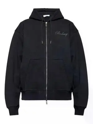 Burberry Logo Zip-up Hoodie - Black