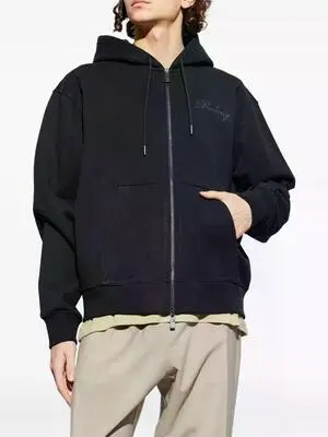 Burberry Logo Zip-up Hoodie - Black