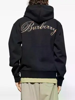 Burberry Logo Zip-up Hoodie - Black