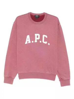 A.p.c. Logo-print Crew-neck Sweater - Pink