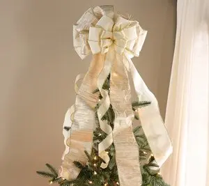 LWYA BY KIM GRAVEL As Is Oversized Bow Tree Topper W/cascading Ribbon Kim - One-color