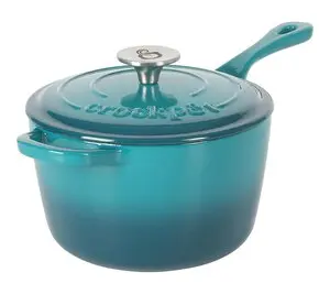 CROCK-POT Artisan 3qt Enameled Saucepan With Li D Teal Silver - One-color