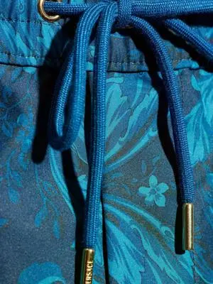 Versace Floral-motif Drawstring Swim Shorts - Blue