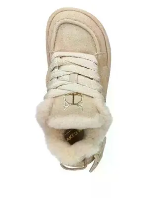 NAKED WOLFE Beau Shearling Platform Sneakers - Neutrals
