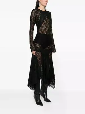 Attico Lace Asymmetric-hem Midi Dress - Black