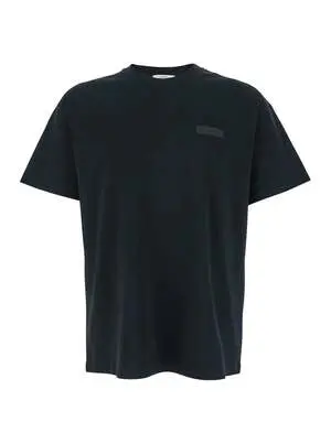 Givenchy Crewneck T-shirt With Logo Patch On The Front In Cotton - Black