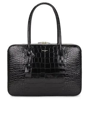 Saint Laurent Slp Bauletto Lizard Bag - Nero