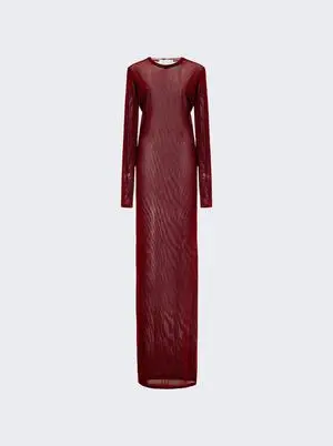 LUDOVIC DE SAINT SERNIN Long Sheer Mesh Dress - Red