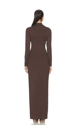 SKIMS Long Sleeve Turtleneck Maxi Dress - Espresso