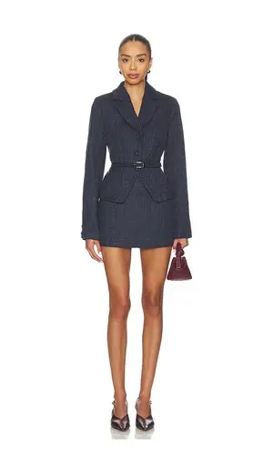 MORE TO COME Fawm Belted Blazer - Navy