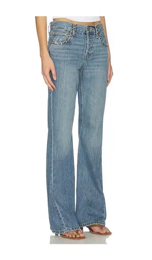 RE/DONE Twisted Mid Rise Bootcut Jeans - Thunderstruck