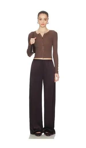 Enza Costa Silk Rib Essential Cropped Cardigan