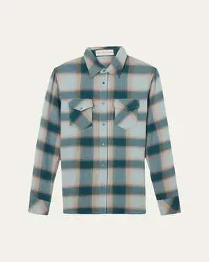 GOD'S TRUE CASHMERE Cashmere Plaid Two-pocket Button-down Shirt - Emerald