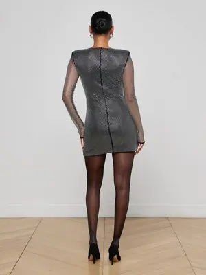 L'Agence Harlynn Crystal Mini Dress