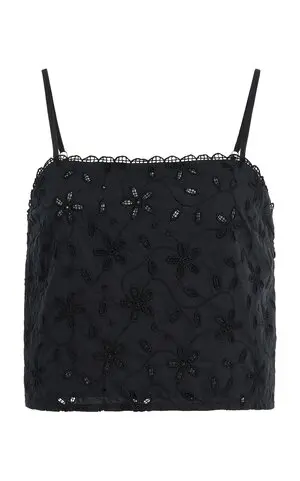 Posse Salma Eyelet Cotton Top - Black