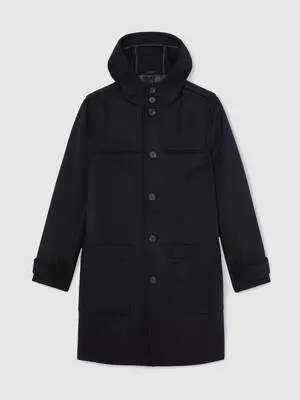REISS Wool-blend Hooded Duffle Coat