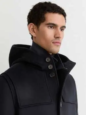 REISS Wool-blend Hooded Duffle Coat