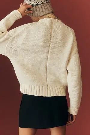 Maeve Embroidered Turtleneck Sweater - Ivory