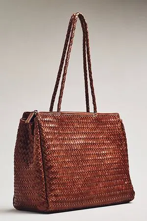 BEMBIEN Thea Woven Leather Tote Bag - Brown
