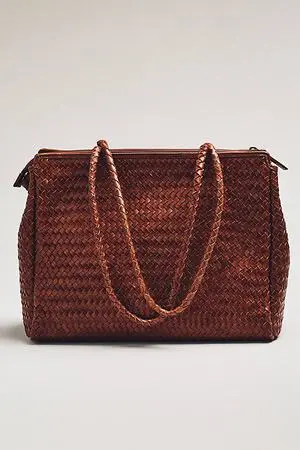BEMBIEN Thea Woven Leather Tote Bag - Brown