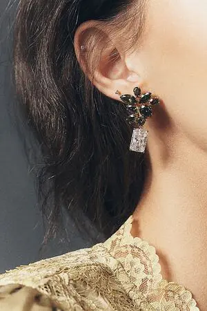 Nadri Crystal Cluster Drop Earrings - Gold