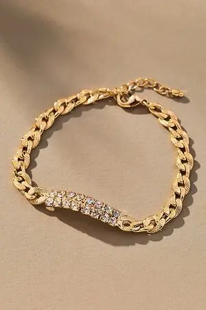 Anthropologie Crystal Chain Bracelet - Gold