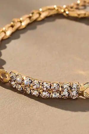 Anthropologie Crystal Chain Bracelet - Gold