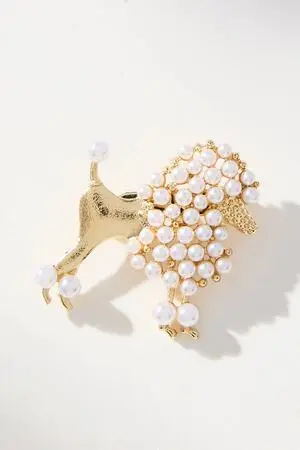 Anthropologie Pearled Pup Pin Pearl