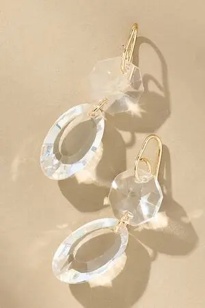 Anthropologie Crystal Drop Earrings - Clear