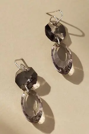 Anthropologie Crystal Drop Earrings - Dark Grey