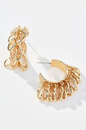 Anthropologie Layered Drop Hoop Earrings - Gold