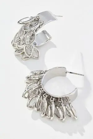Anthropologie Layered Drop Hoop Earrings - Silver