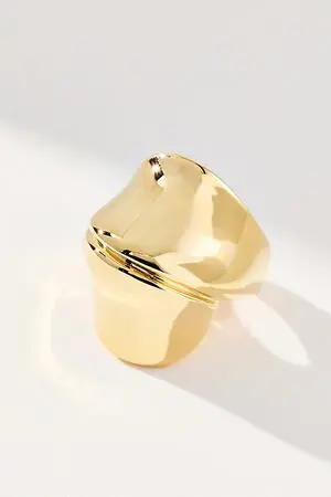 Anthropologie Molten Wrap Cocktail Ring - Gold