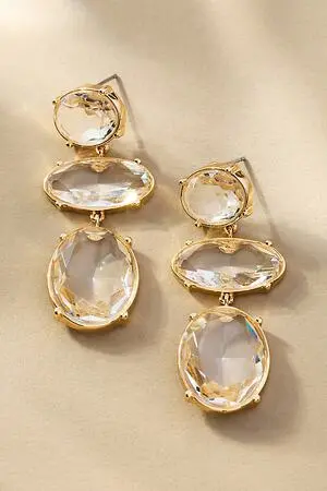 Anthropologie Shaped Crystal Drop Earrings - Clear