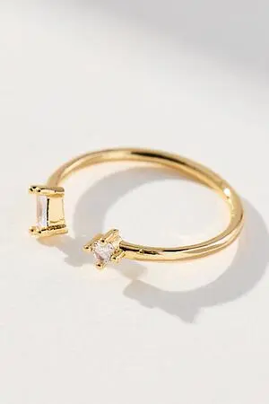 Anthropologie Rectangular Crystal Ring - Gold