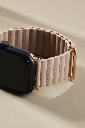 POSH TECH Dakota Magnetic Leather Apple Watch Band - Khaki