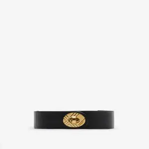 Burberry Crocodile-effect Leather Cotswolds Belt - Black/gold