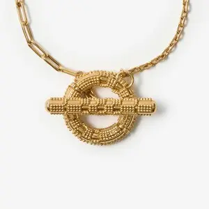Burberry Check Granulation T-bar Bracelet - Gold