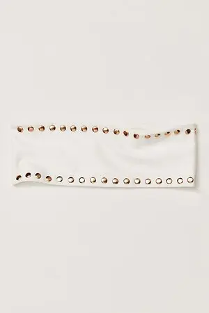 Free People Abbey Studded Headband - Ivory With Gold Studs