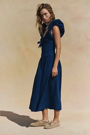 Free People Bring The Bubble Midi Dress - Poseidon