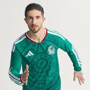 Adidas Mexico 26 Home Authentic Long Sleeve Jersey - Bold Green