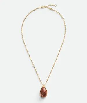 BOTTEGA  VENETA Drop Marble Pendant Necklace - Red Marble