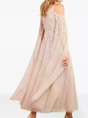 NEEDLE & THREAD Sequin-embellished Midi Dress - Neutrals